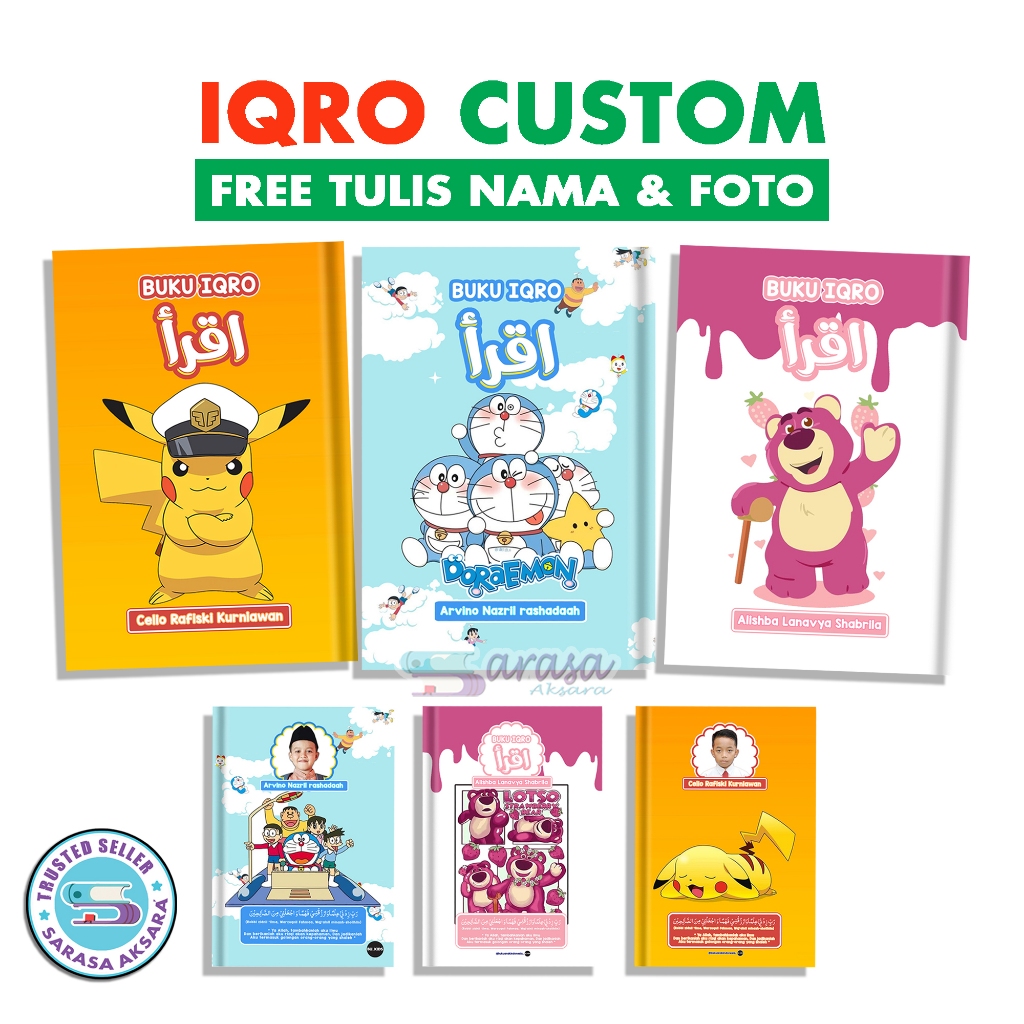 Jual Buku Iqro Anak Custom Nama Dan Foto Iqra Anak Berwarna Hard Cover ...