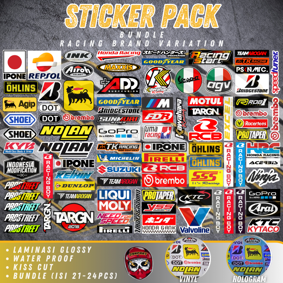 Jual Sticker Stiker Pack Bundling Brand Logo Merek Variasi Motor Mobil ...
