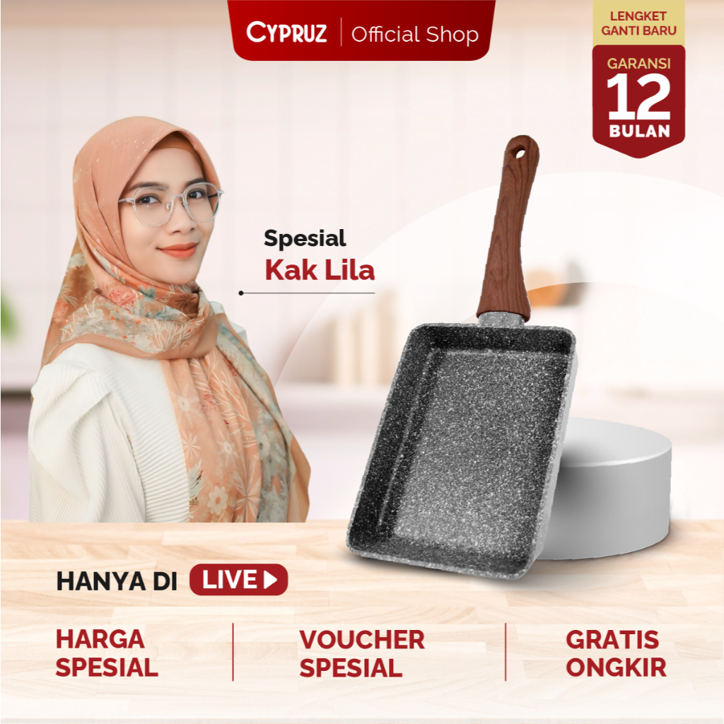 Jual [Spesial Kak Lila] Cypruz Tamagoyaki Panci Wajan Penggorengan Telur Anti Lengket Grey ...