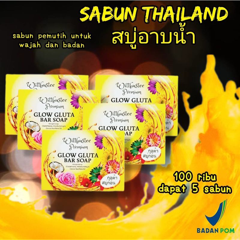 Jual sabun gluta thailand iai 5 pcs ,gluta bar soap, bar soap 70gr, sabun GLUTATHIONE extra ...