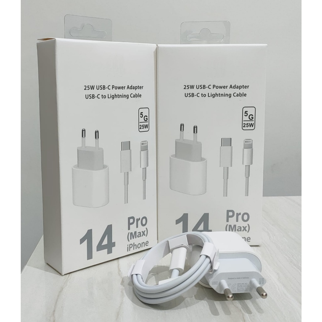 Jual TRAVEL CHARGER IP 14 PRO MAX 25w usb C to lightning original 100% | Shopee Indonesia