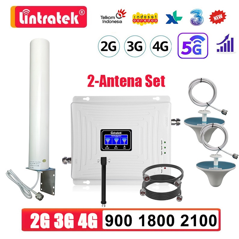 Jual 2 Antena Set Lintratek Penguat Sinyal WIFI Modem 900 1800 2100 Penguat Sinyal HP Repeater ...