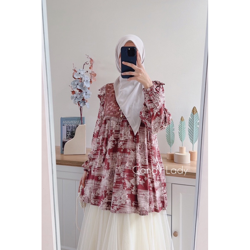 Jual CANDY LADY Zivalia Zivana Lace Ruffle Blouse / Atasan Rayon Wanita ...