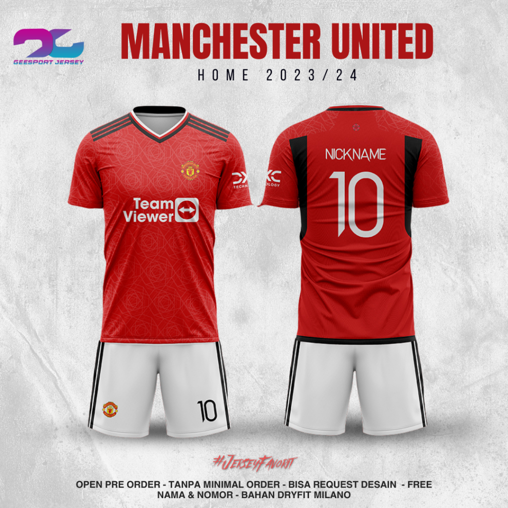 Jual Jersey Sepak Bola MU HOME 2023-24/Bahan Dryfit Milano /UEFA 23-24/PRINTING/FreeNICKNAME ...