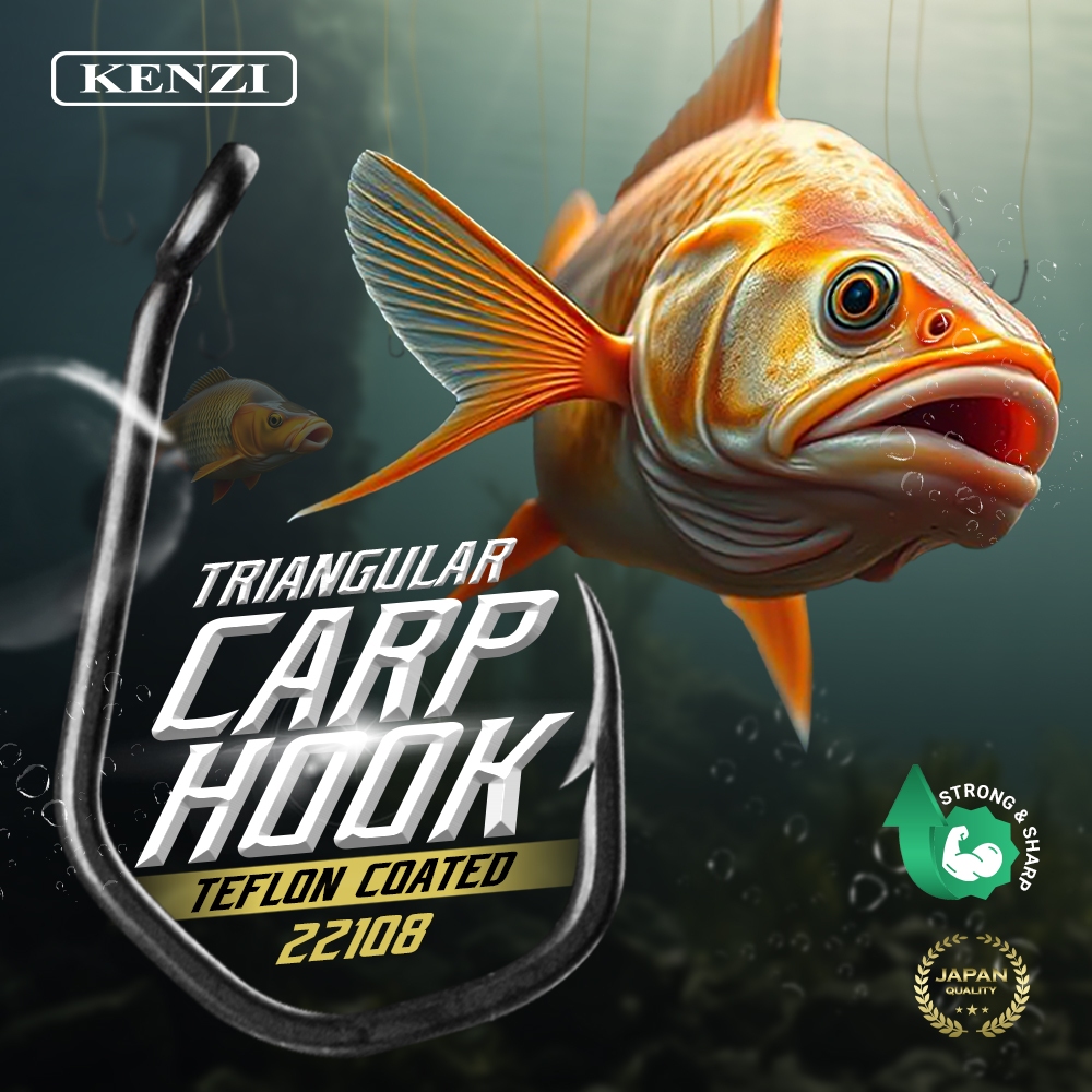 Jual MATA KAIL KENZI CARP HOOK 22108 TEFLON COATED SACHET | Shopee ...
