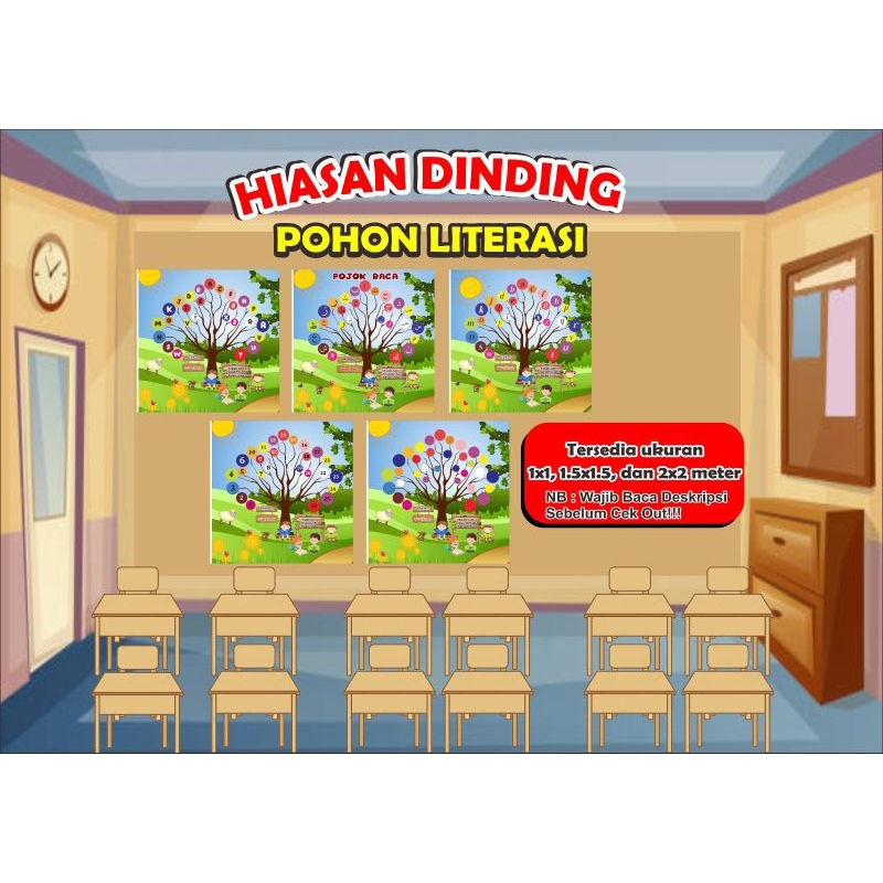Jual Hiasan Dinding Sekolah Pohon Literasi/Pojok Baca Bisa Request Nama ...