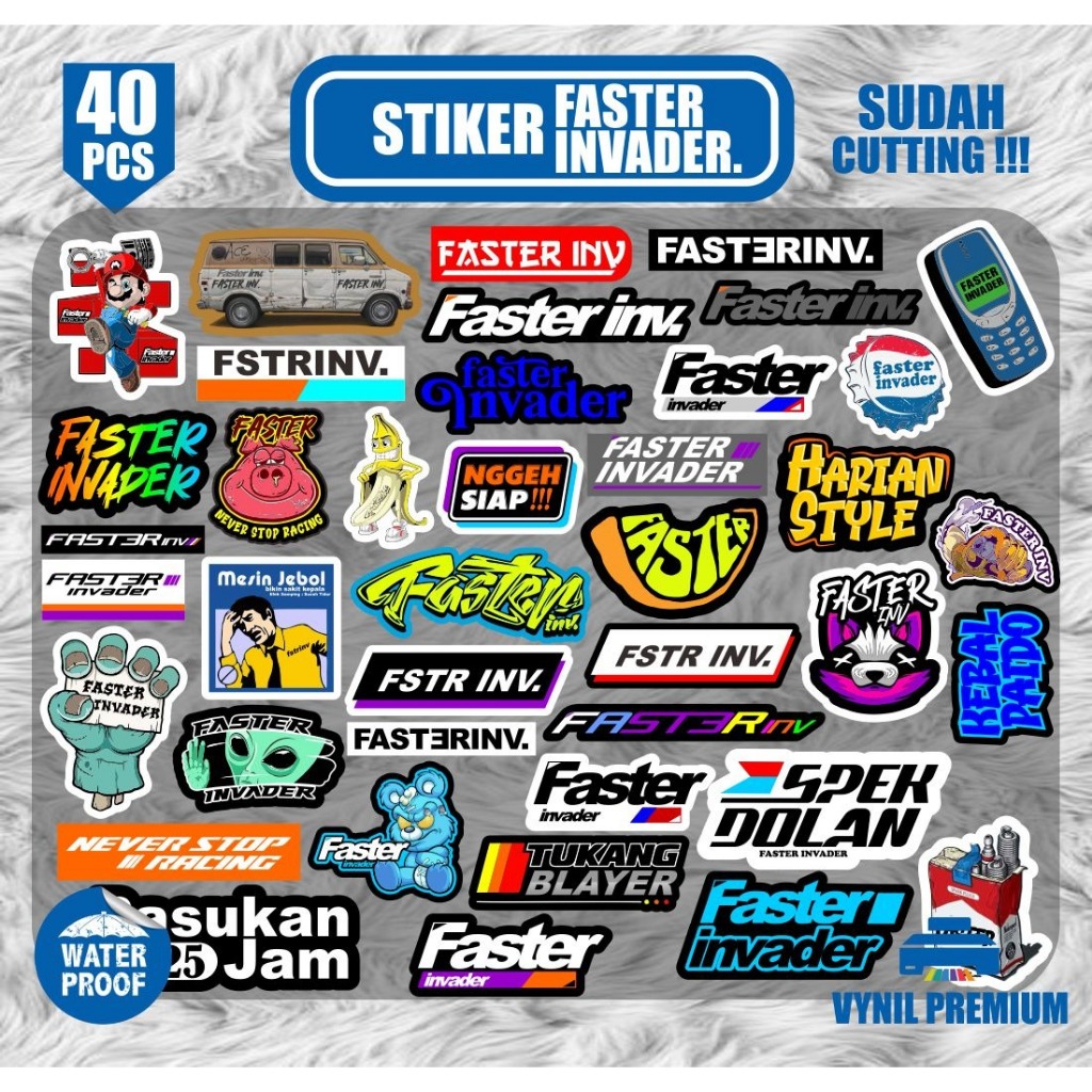 Jual Stiker paket faster invader isi 40pcs sudah cutting terbaru ...