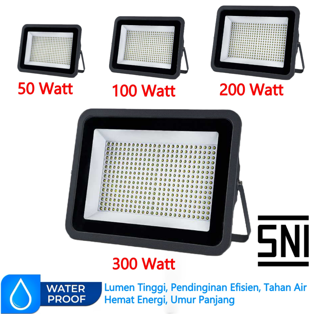 Jual Lampu Sorot LED 100 Watt 50 200 300 Outdoor Flood Light Spotlight Lampu Bohlam Kap Sorot ...