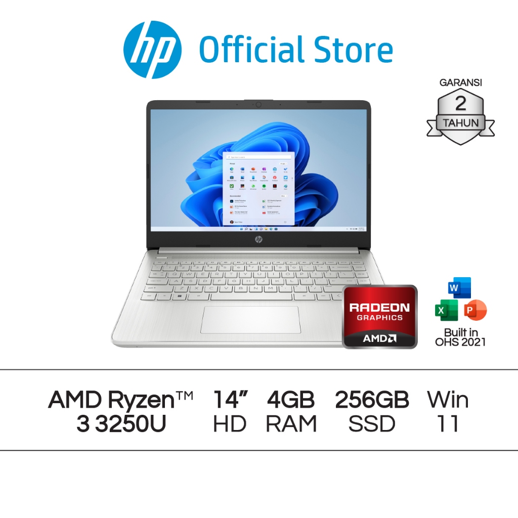 Jual Laptop HP AMD Ryzen 3 Radeon 4GB RAM 256GB SSD Silver Windows 11 ...