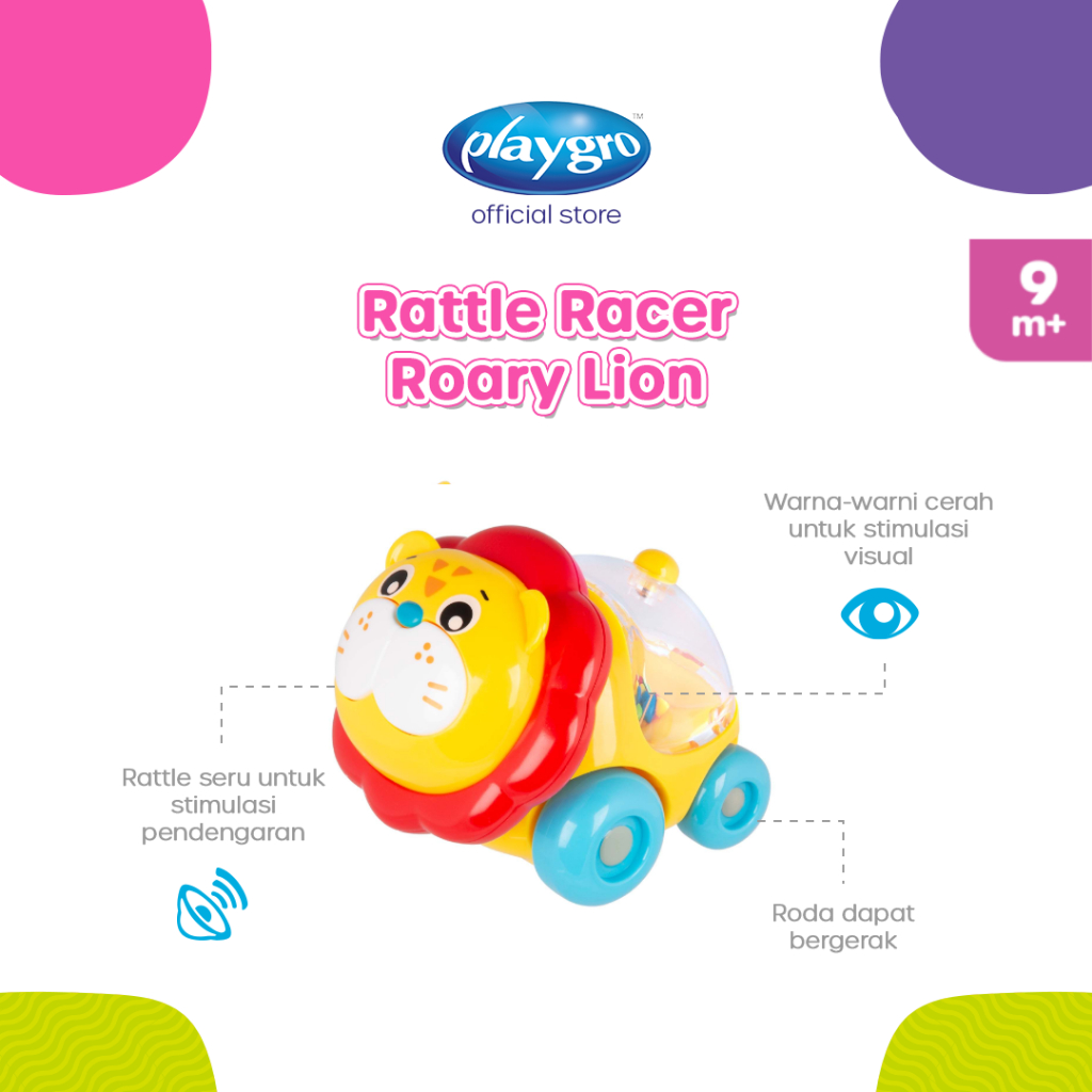 Jual Playgro Rattle Racer Roary Lion - Mainan Sensori dan Edukasi Anak ...