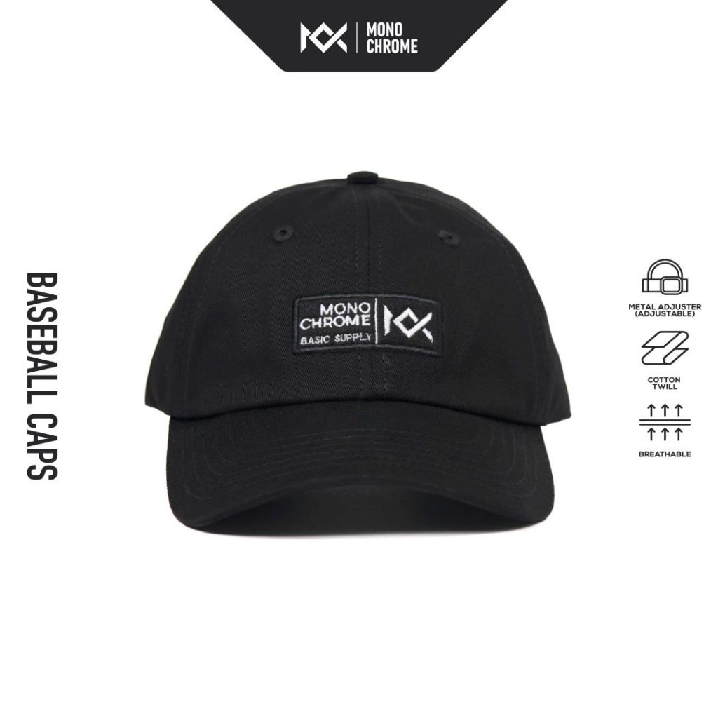 Jual Monochrome Topi Pria Baseball Cotton Twill Hat Outdoor Caps Black ...