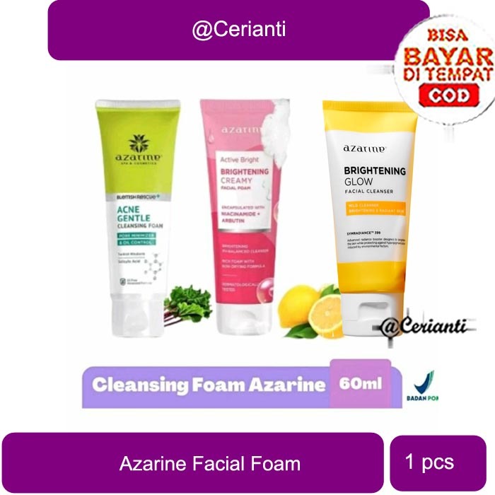 Jual Azarine Brightening Foam Acne Foam Glow Facial Cleanser 60ml ...