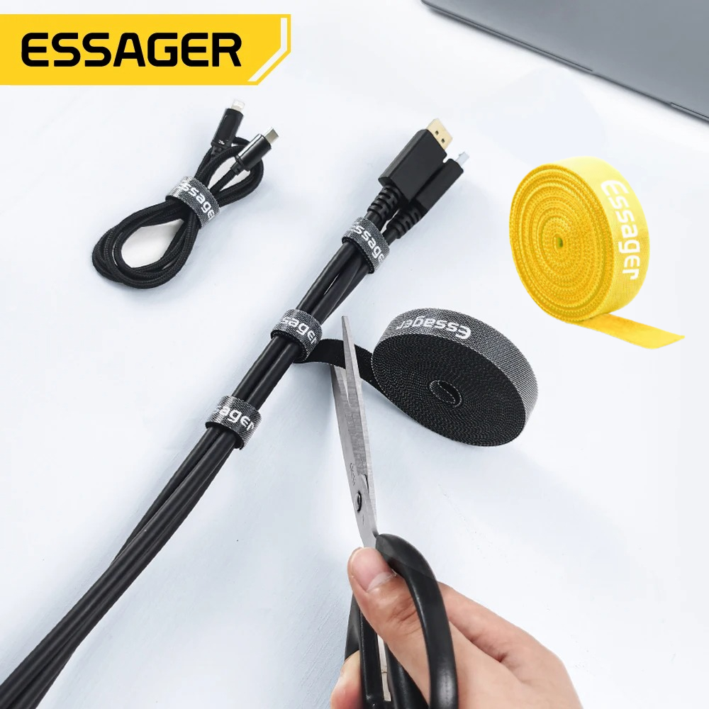 Jual ESSAGER Pengikat Kabel Velcro Strap Organizer Wire Winder Tearable ...