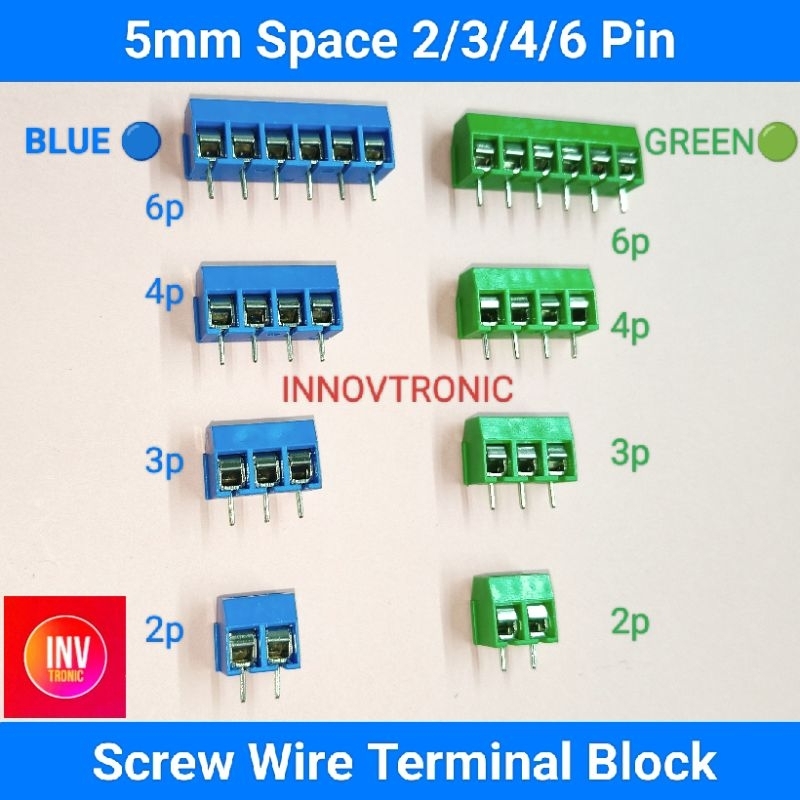 Jual Terminal Block / Terminal Kabel 2/3/4/6 Pin 5mm Red Green Blue ...