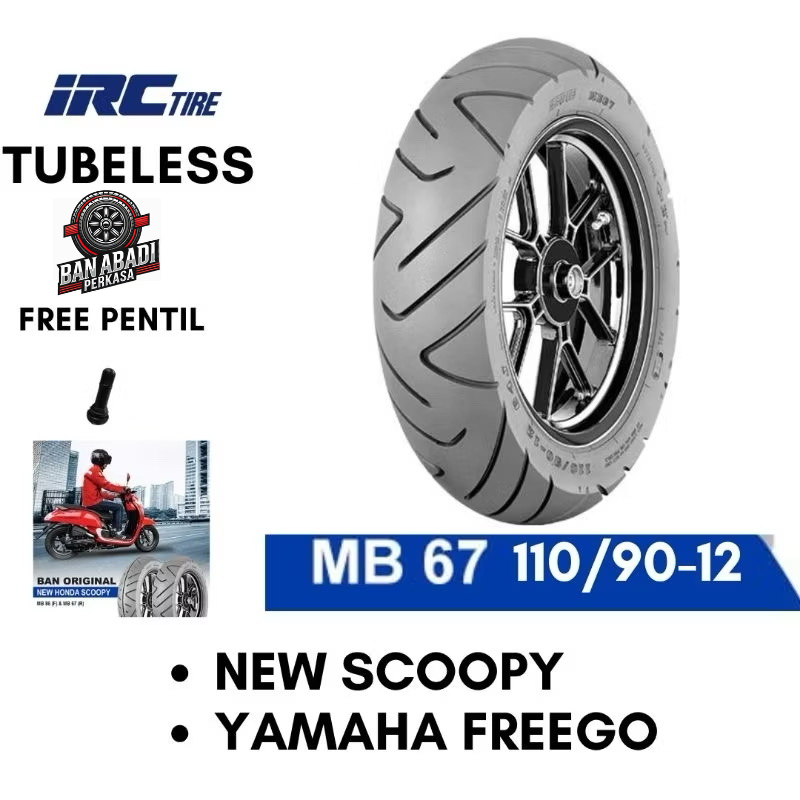 Jual Ban Belakang Motor Honda Scoopy Baru / IRC MB67 110 90 Ring 12 Tubeless Free Pentil ...