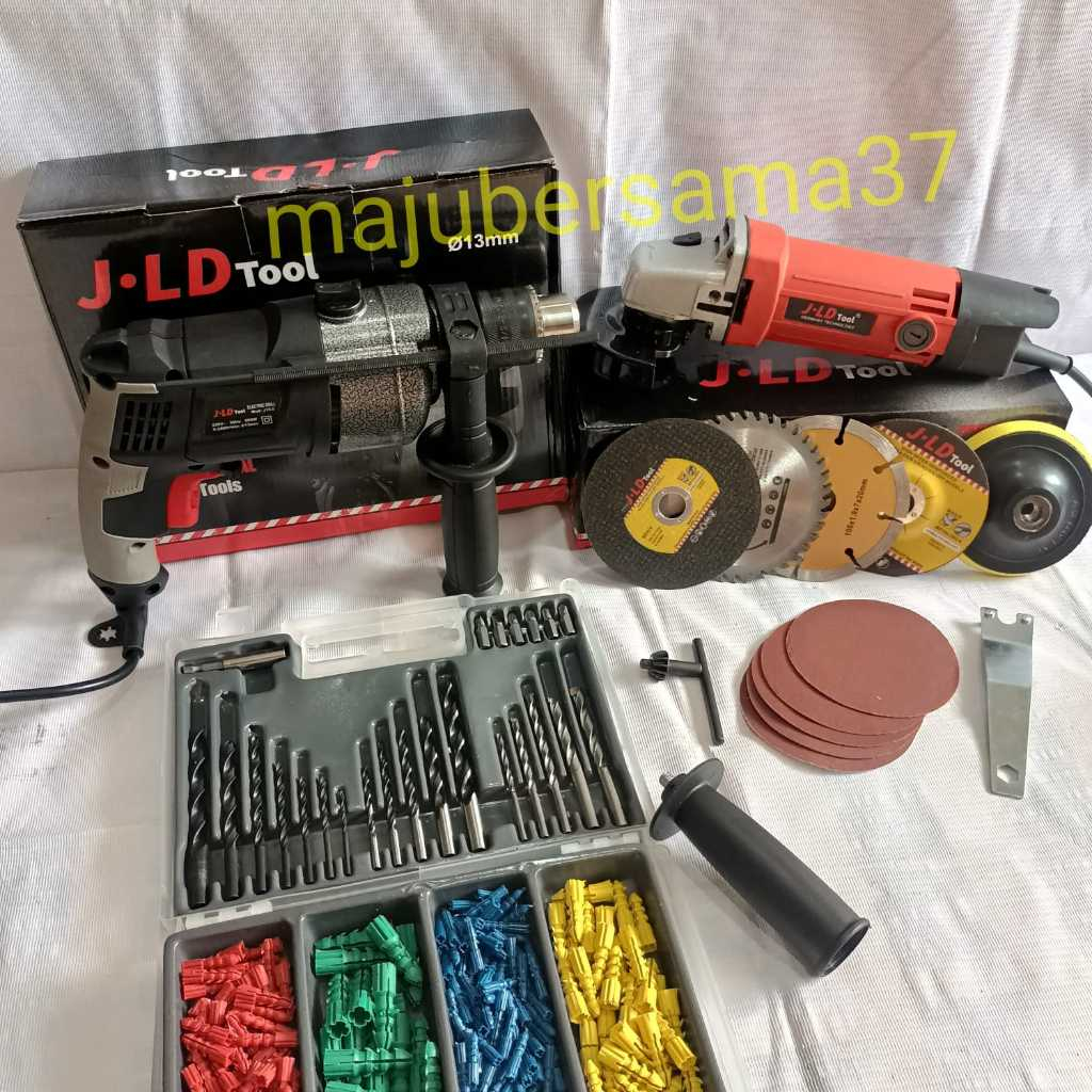 Jual Paket mesin bor tembok JLD J13-2 mata bor 300pc mesin gerinda listrik 5 mata | Shopee Indonesia