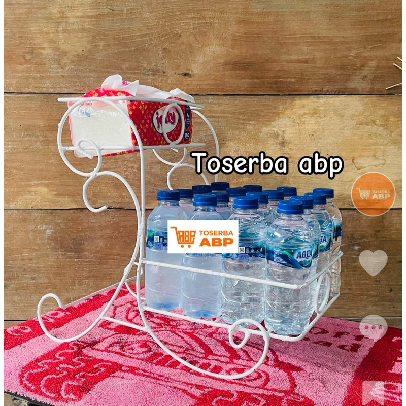 Jual Rak AQUA Tempat Minuman Dan Tissu Model Terbaru Estetik Besi Anti ...