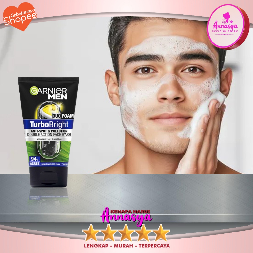 Jual Garnier Men Man Turbo Bright Power White Anti Pollution + Dark Spots 100 ml | Shopee Indonesia
