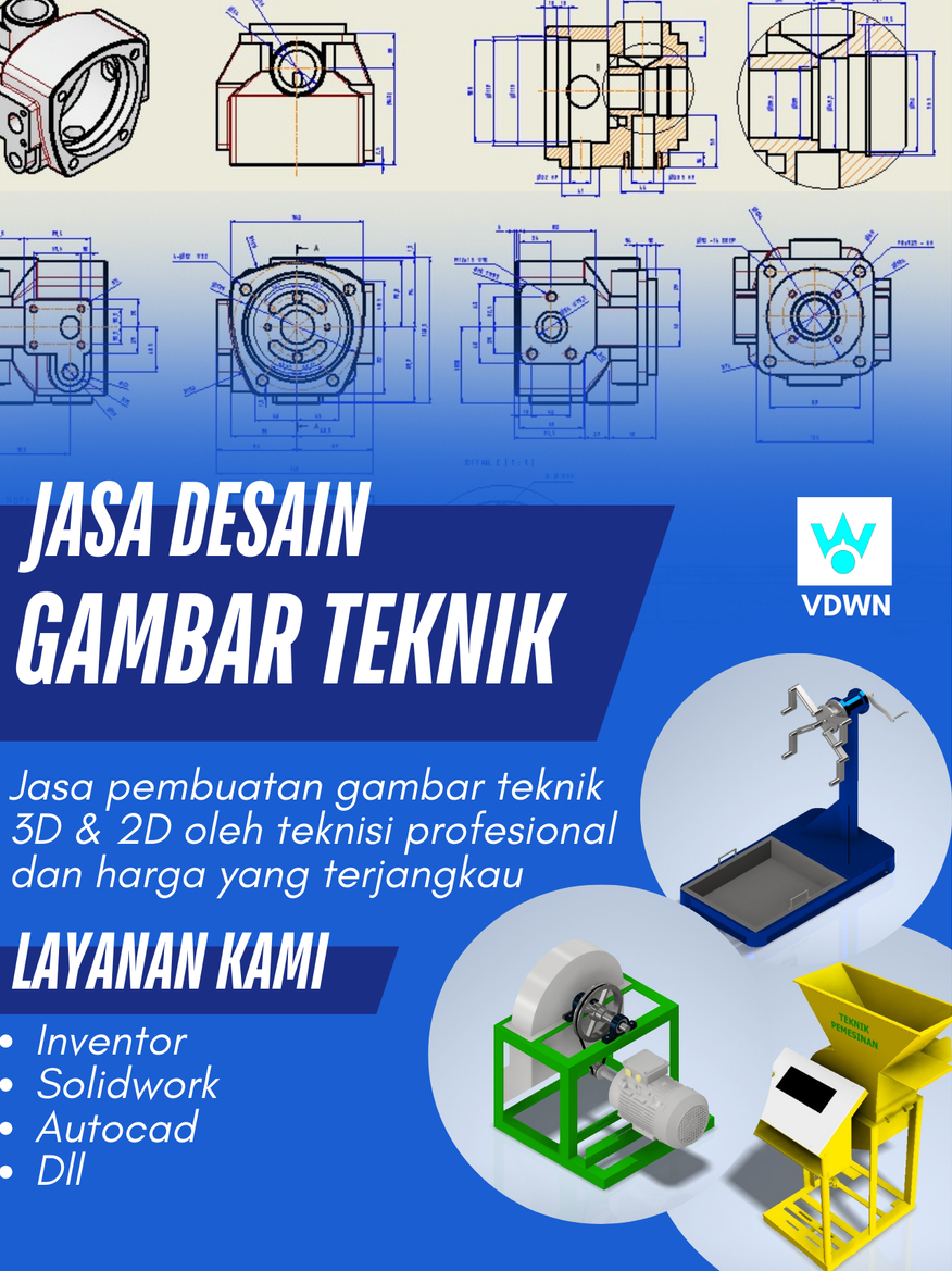 Jual Jasa Desain Gambar Teknik 3D-2D Software Inventor, Solidwork ...