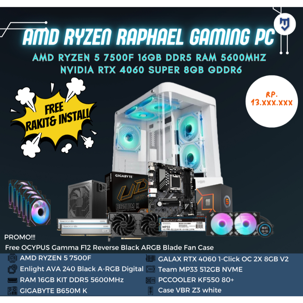 Jual MID END Gaming PC AMD RYZEN 5 7500F with NVIDIA RTX 4060 8GB ...