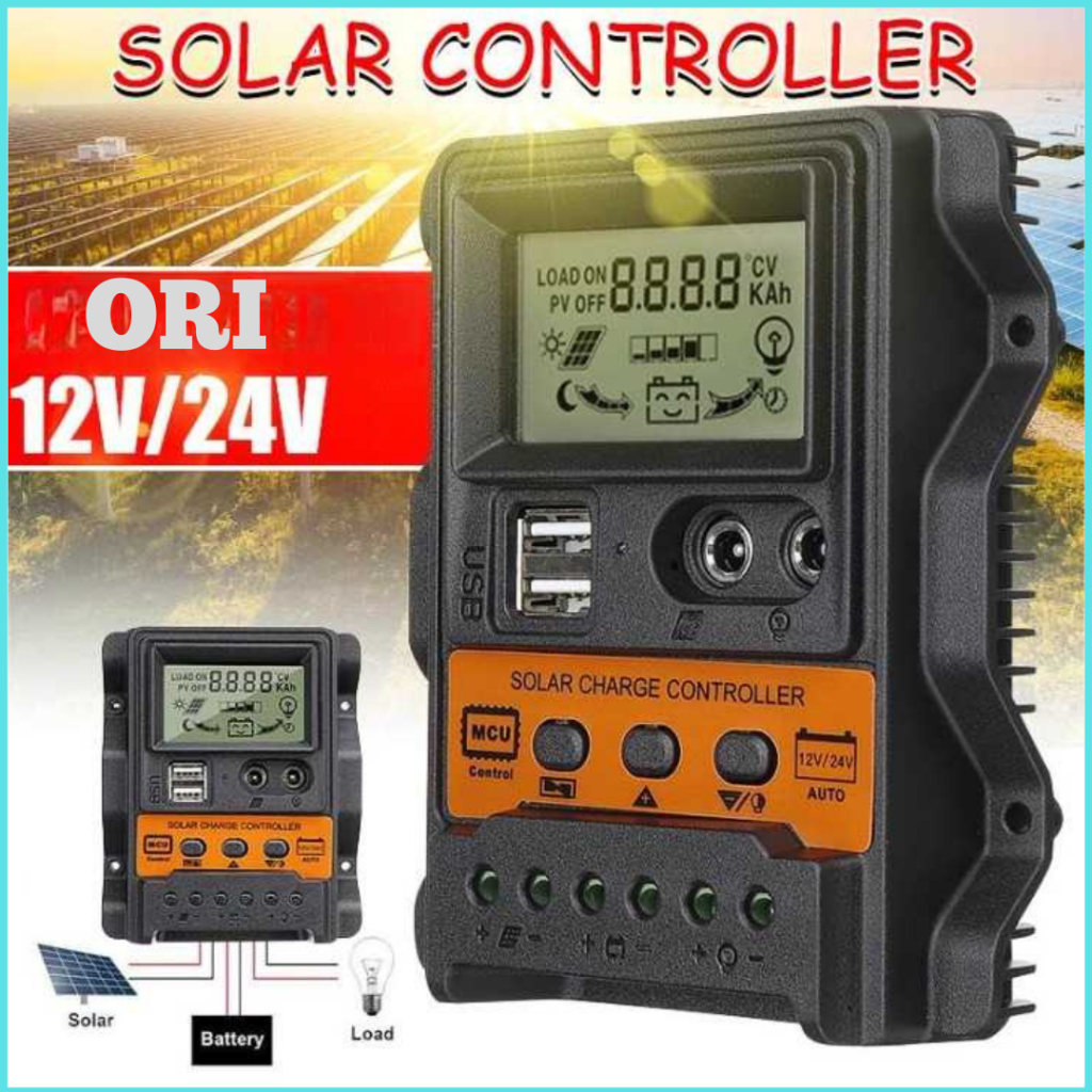 Jual Kontrol Tenaga Surya Aubess Solar Charge Controller LCD PWM Battery Regulator 12V/24V 30A ...