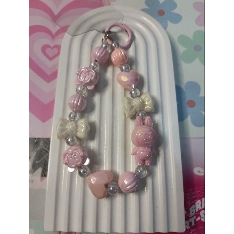 Jual Phone strap charms labubu full pink premium by mystuff - gantungan ...