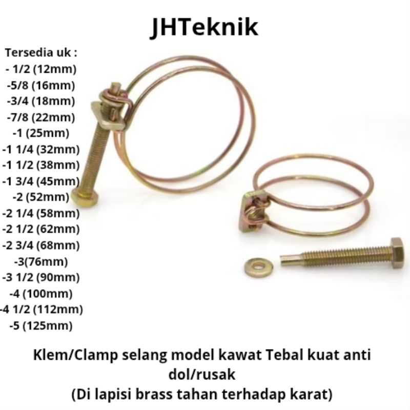 Jual JHTeknik Klem/Clamp Selang Model Kawat Tebal Kuat(Anti Dol/Rusak ...