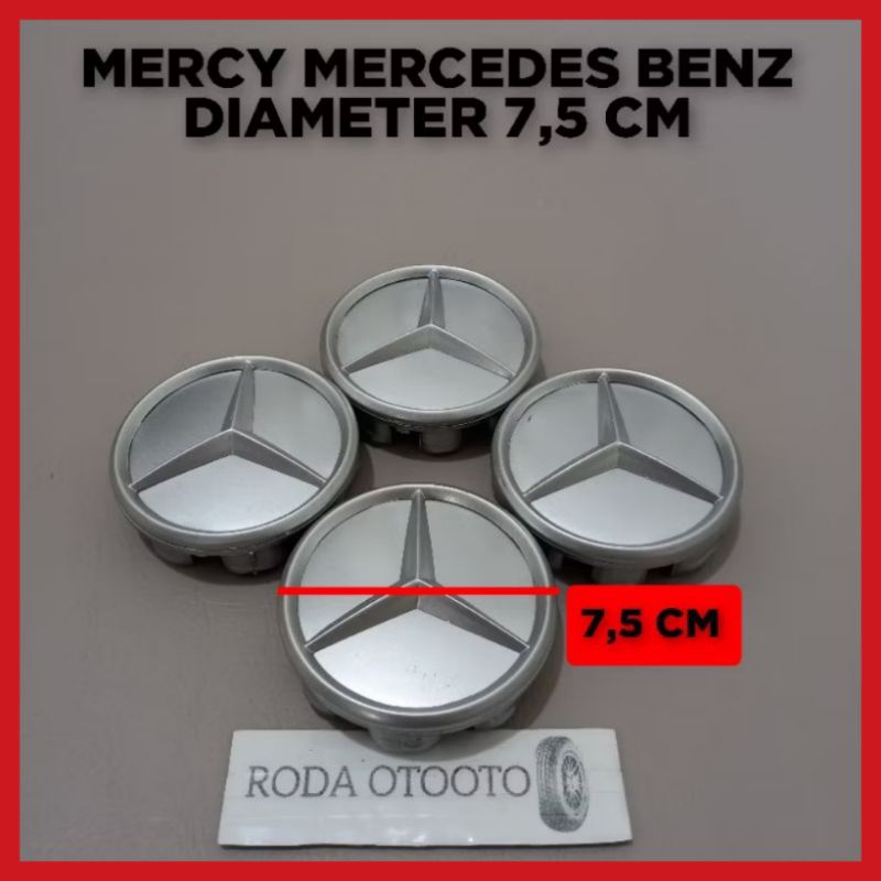 Jual Dop roda tutup velg mobil MERCY MERCEDES BENZ logo silver diameter ...