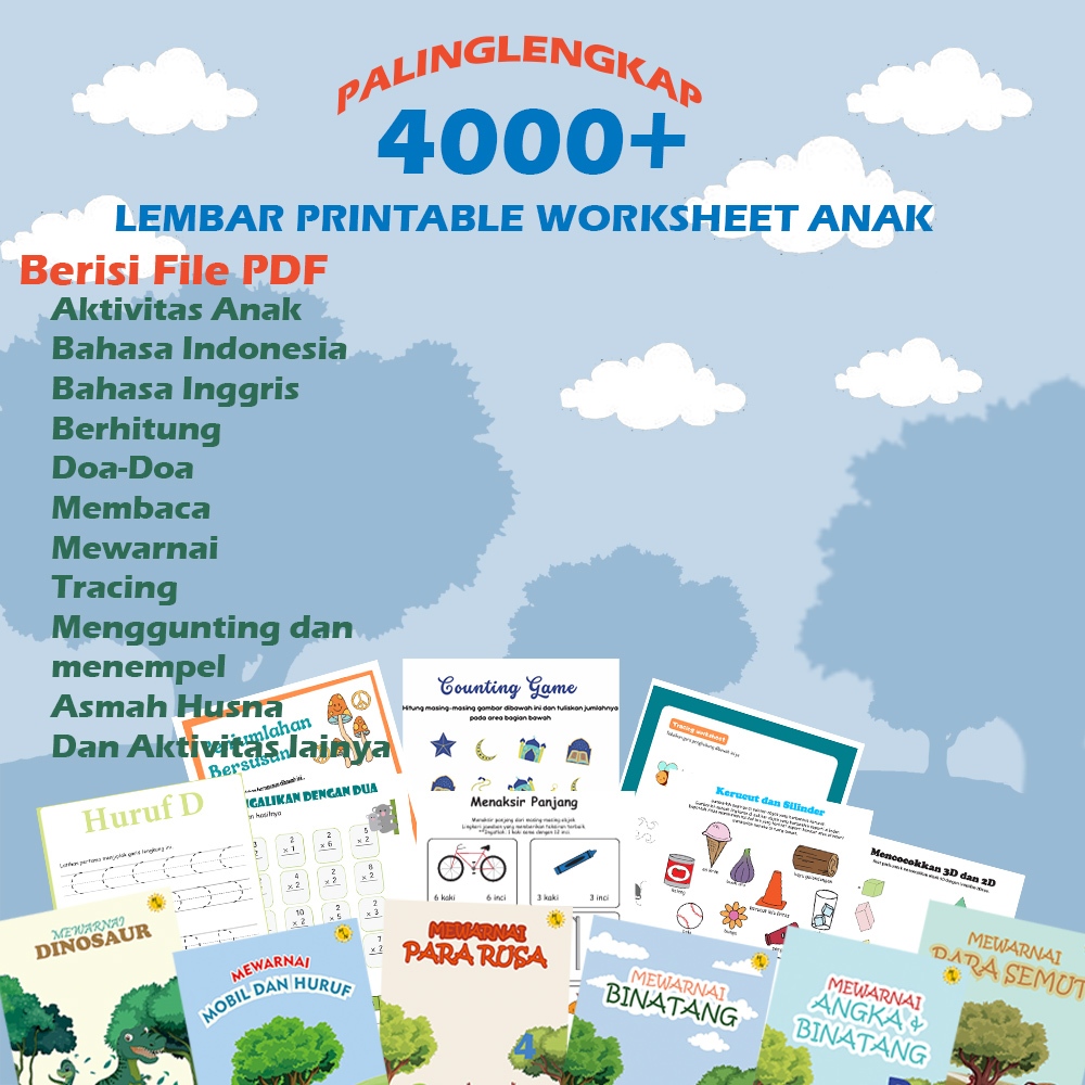 Jual 4k+ Aktivity Worksheet Anak (pdf) | Shopee Indonesia