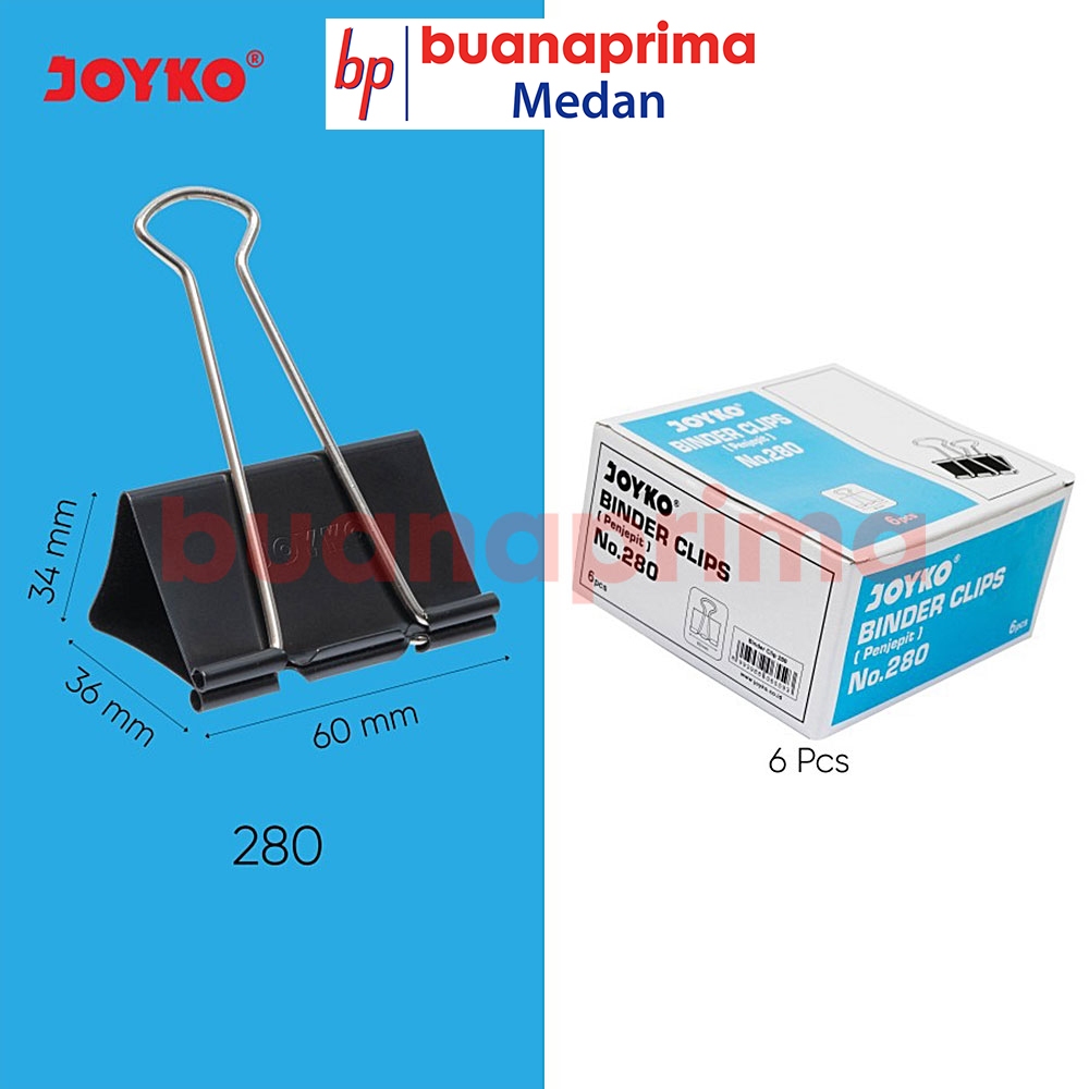 Jual BINDER CLIP JOYKO No 280 1 Box isi 6 pcs 60 mm Penjepit Kertas ...