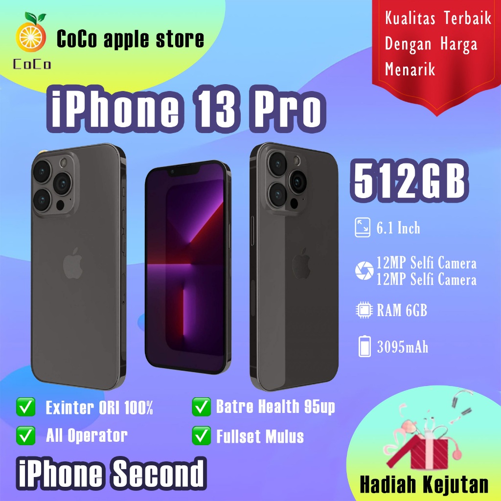 Jual iPhone 13Pro 512GB Second Bekas Original100% Fullset 6.1"OLED-Ori Mulus Normal Hp 3uTools ...