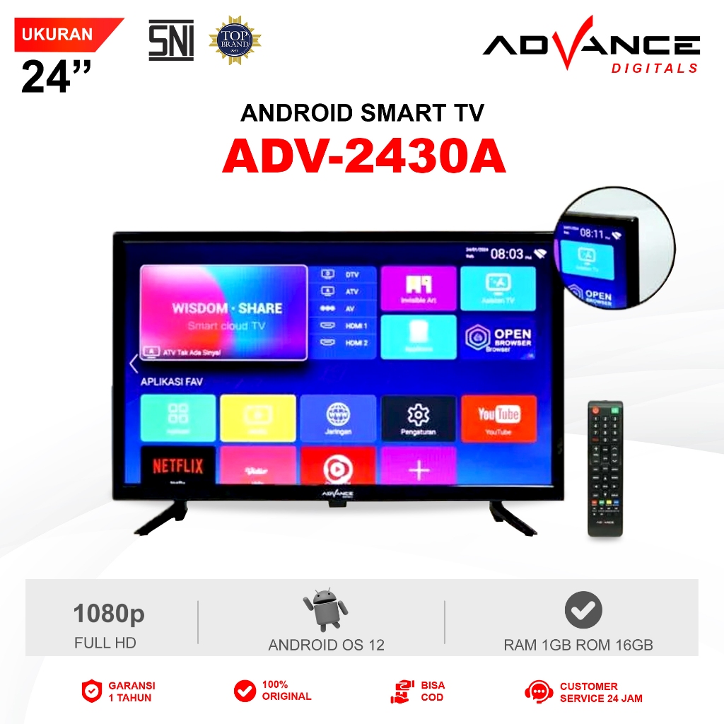 Jual ADVANCE TV ADV-2430A Smart TV Advance 24" Garansi Resmi Bisa COD ...