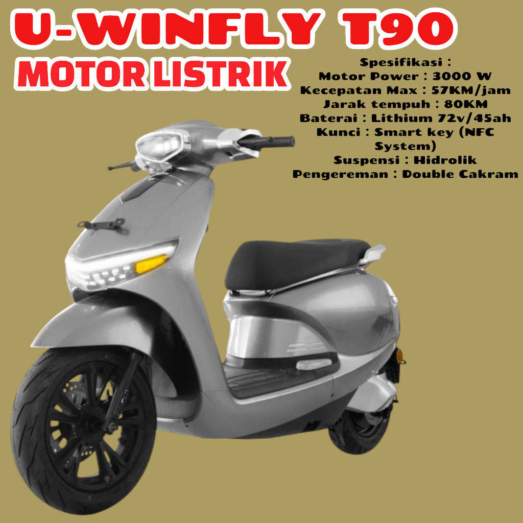 Jual Uwinfly T90 Motor Listrik Aki Lithium 72V45Ah Motor Power 3000 ...
