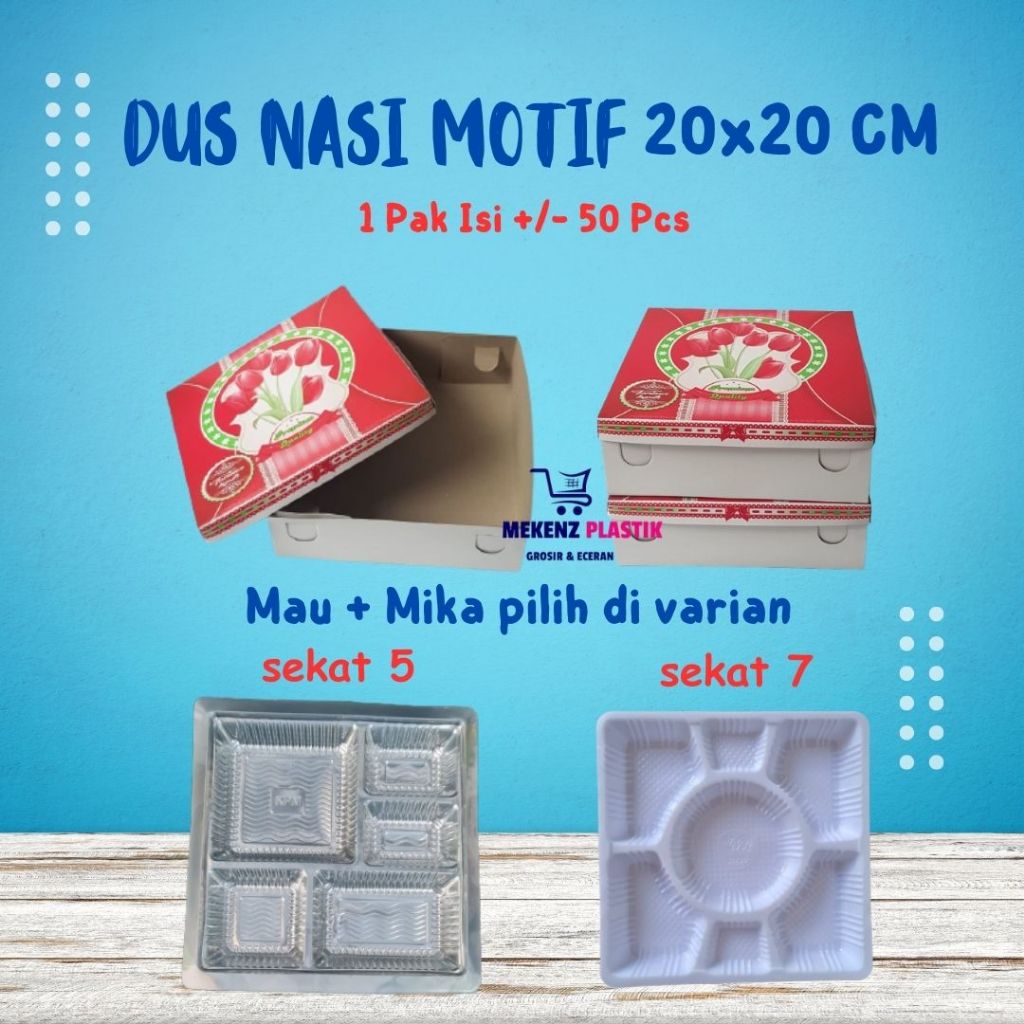 Jual Dus Nasi Kotak Motif 20x20 I Box Kotak Nasi Makanan 20 x 20 Isi 50 ...