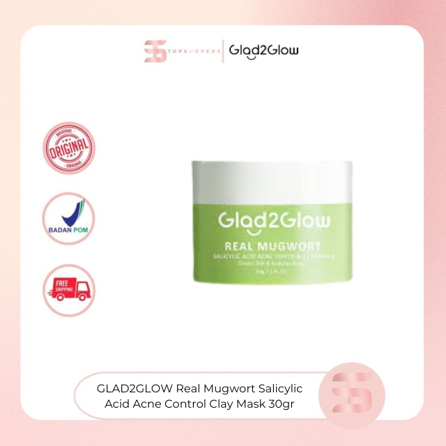 Jual GLAD2GLOW Real Mugwort Salicylic Acid Acne Control Clay Mask 30gr | Shopee Indonesia