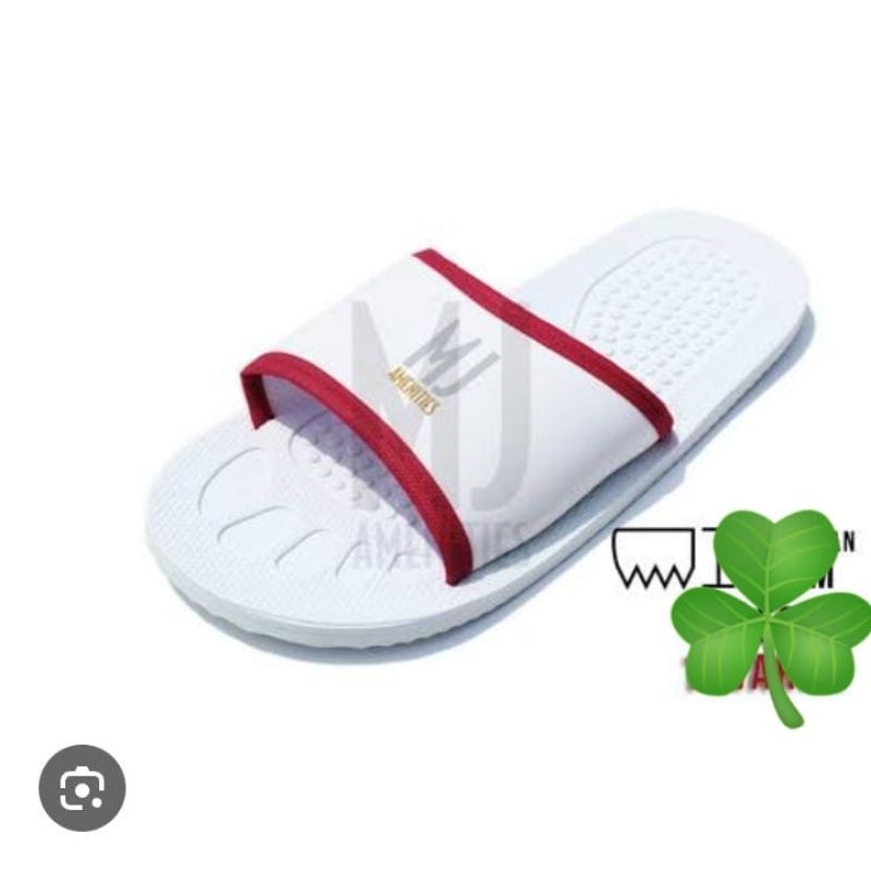 Jual Sendal hotel putih list merah Polos /sendal bagus tebal murah ...