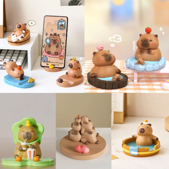 Jual Capybara Phone Stand, Dekorasi hiasan tempat duduk HP desk setup ...
