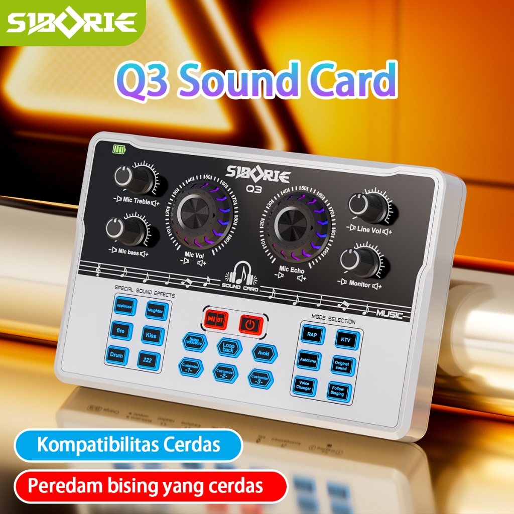 Jual Siborie Q3 soundcard Mixer Bluetooth Audio USB External sound card ...