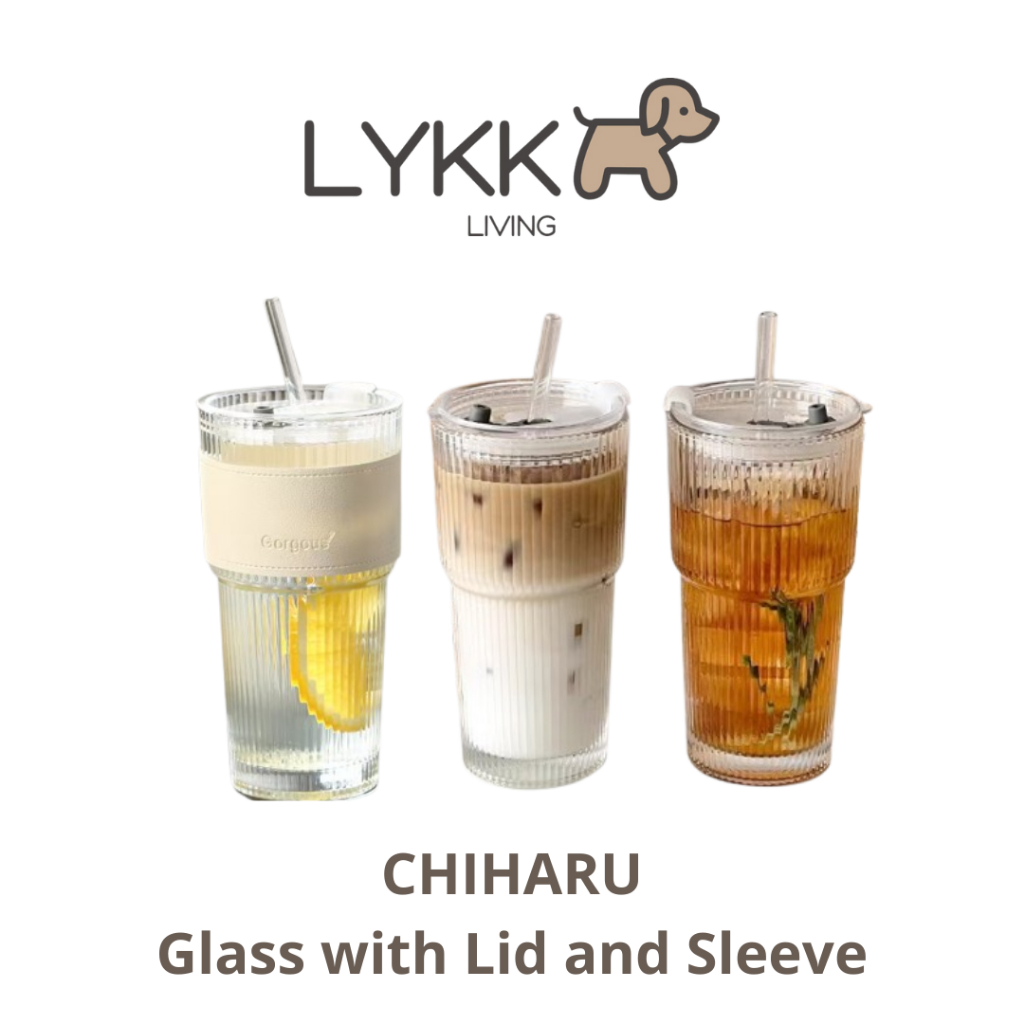 Jual CHIHARU Glass with Lid and Sleeve Gelas - Tumblr Minuman Kaca ...