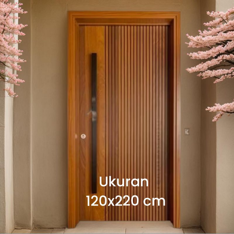 Jual pintu double kayu jati asli perhutani lengkap+kusen ukuran 120x220 ...