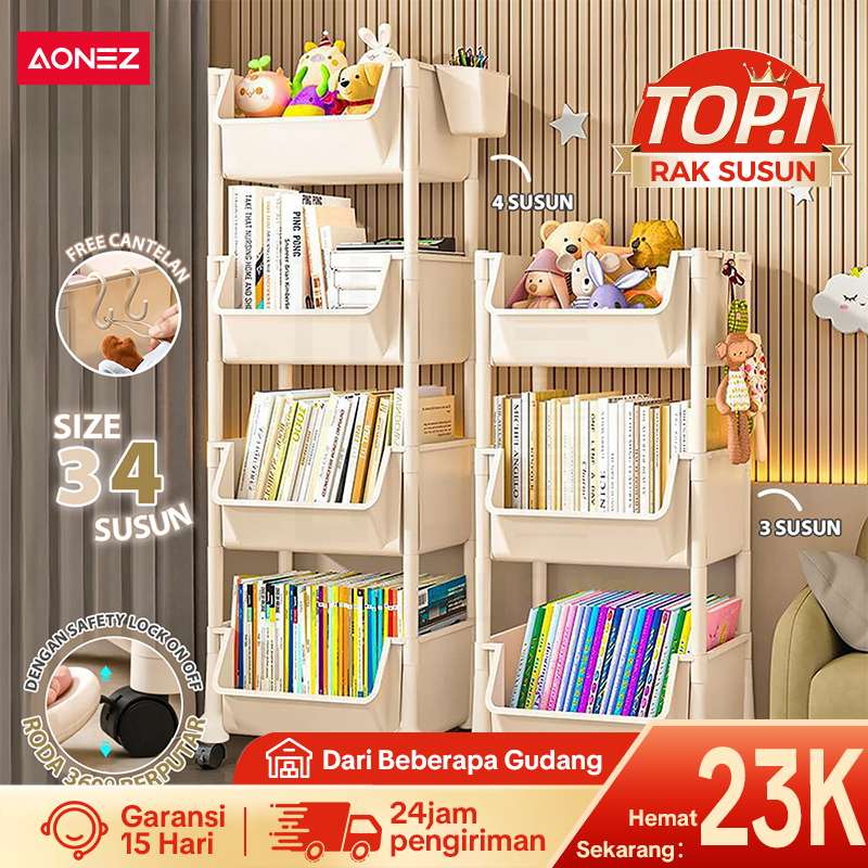 Jual K-AONEZ Susun Serbaguna Tempat Rak Buku Anak Lemari Buku Plastik ...