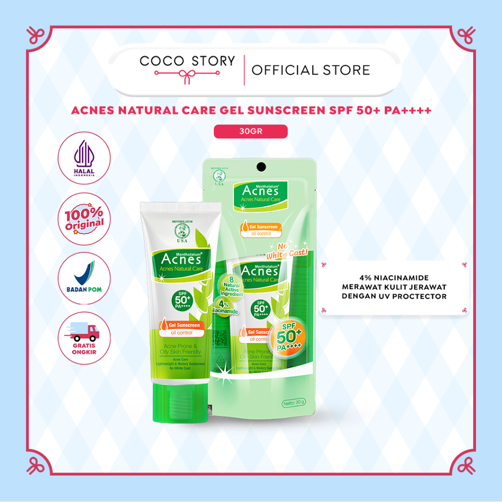 Jual Acnes Natural Care Oil Control Gel Sunscreen SPF 50+ PA ...