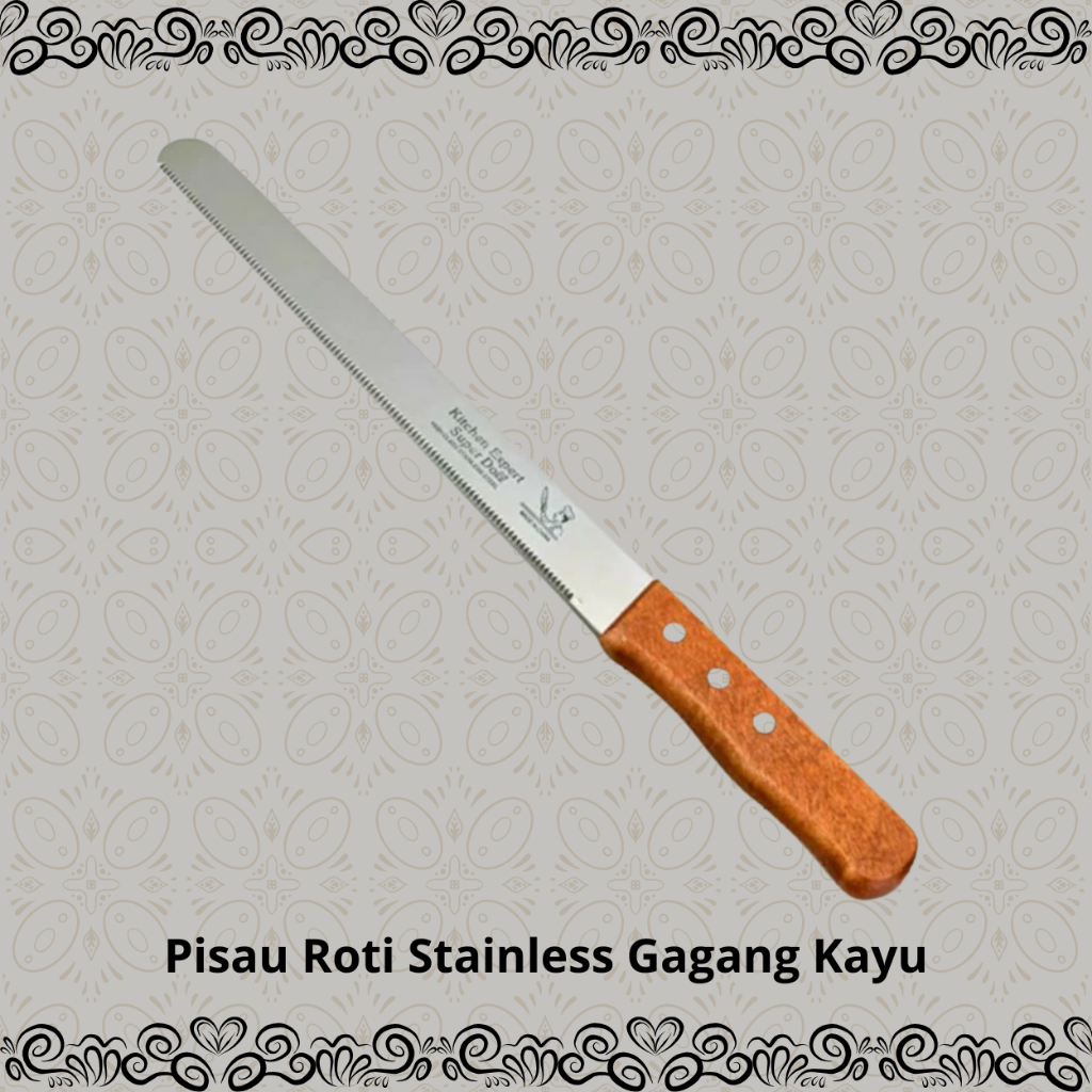 Jual Pisau Roti Stainless Gagang Kayu 37.5cm | Shopee Indonesia