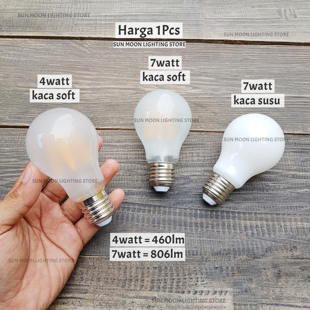 Jual Lampu bohlam led 4watt kaca susu doff soft warm white 4w fiting ...
