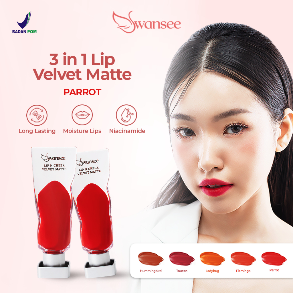 Jual Swansee 3in1 Lip Velvet Matte Parrot: Lipstik, Blush & Shadow ...