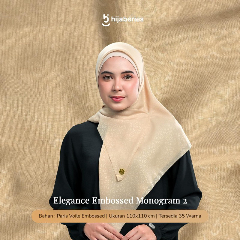 Jual Elegance Embossed Square Pattern Monogram - Hijab Segi Empat laser ...