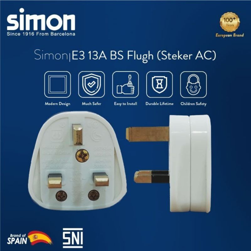 Jual STEKER AC SIMON E3 13A BS FLUGH | Shopee Indonesia
