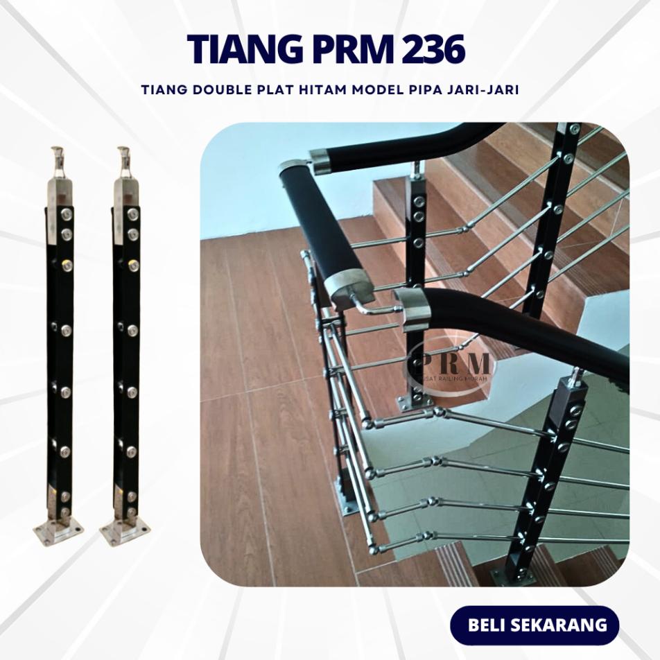 Jual Tiang Railing Tangga Balkon Double Plat Coating Hitam | Shopee ...