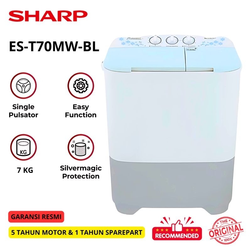 Jual MESIN CUCI SHARP ES-T70MWBL 7KG 2 TABUNG [GARANSI RESMI] | Shopee Indonesia