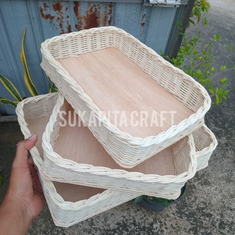Jual Keranjang Rotan 1 Set 3 Kotak Persegi Full Rotan Parcel Hampers ...